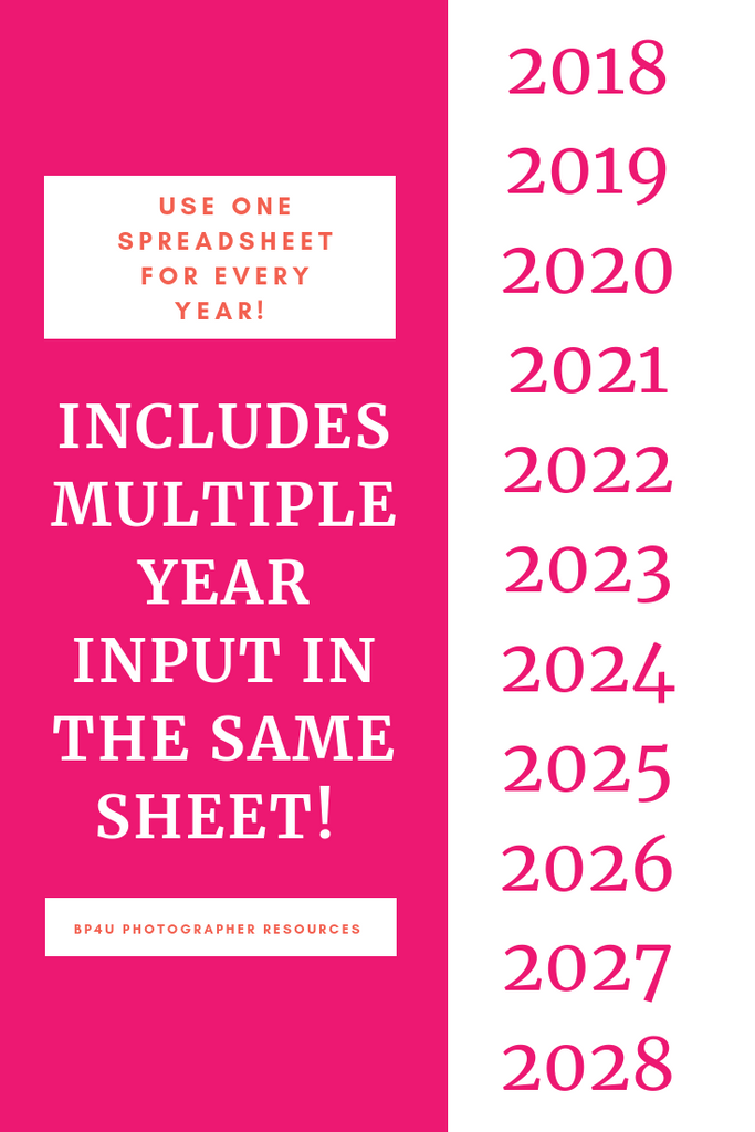 2019 Photography Tax Spreadsheets, 400 Tax Write Offs, Audit Guide ...