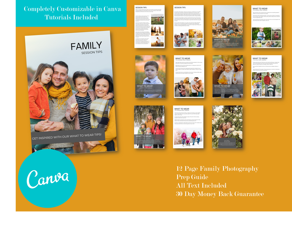 Family Photography Session Prep Guide for CANVA, Family Client Guide ...