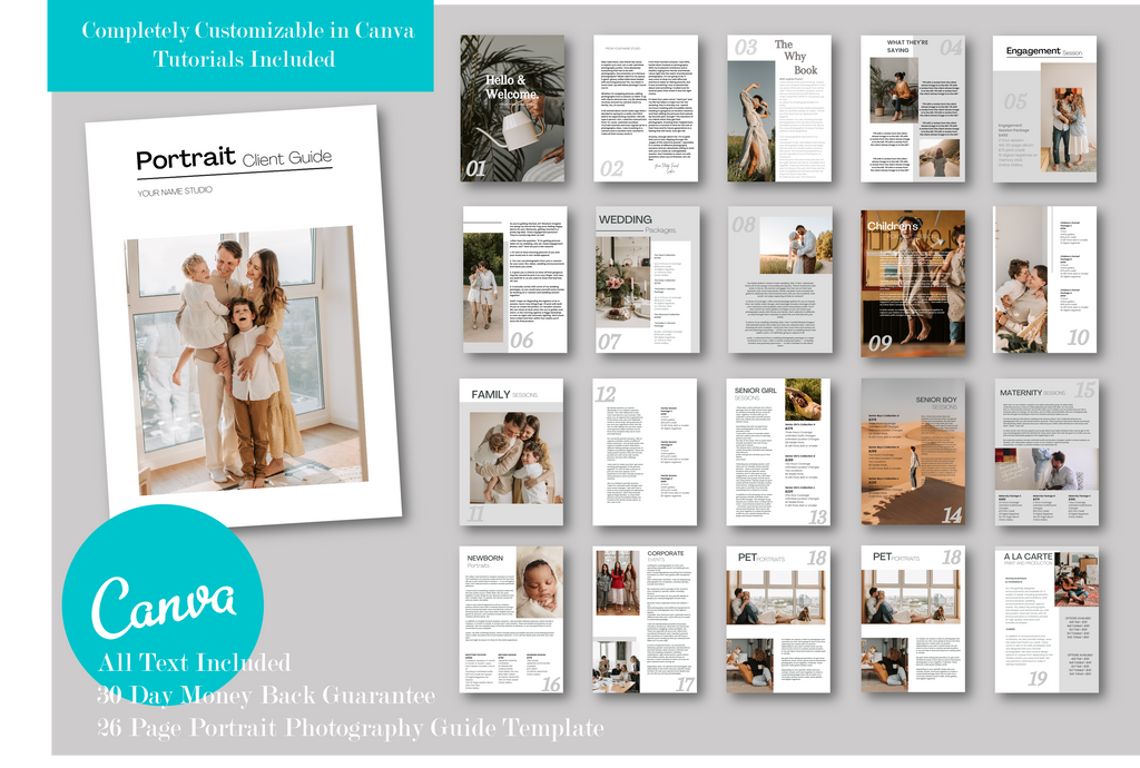 Portrait Client Guide For Canva, Magazine Template, Welcome Packet Template - BP4U Photographer ...
